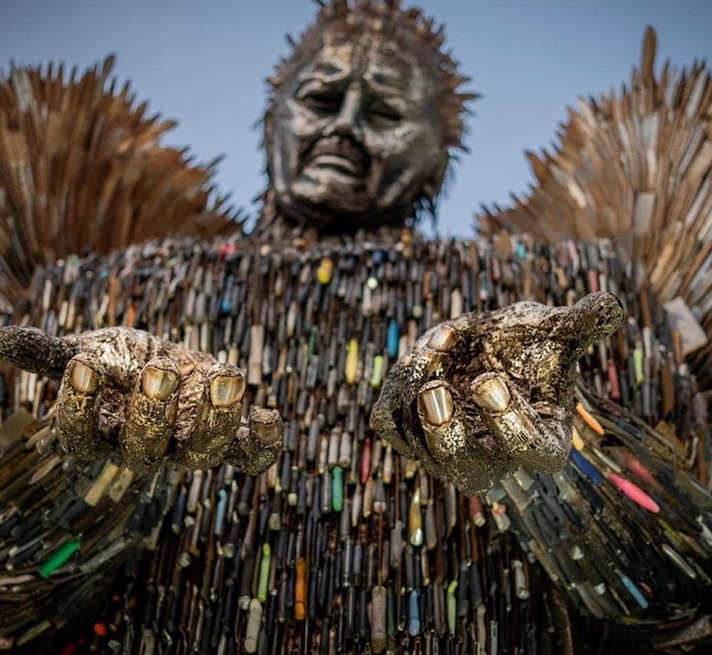 Thought-provoking Knife Angel sculpture at Guildford Cathedral aims to ...