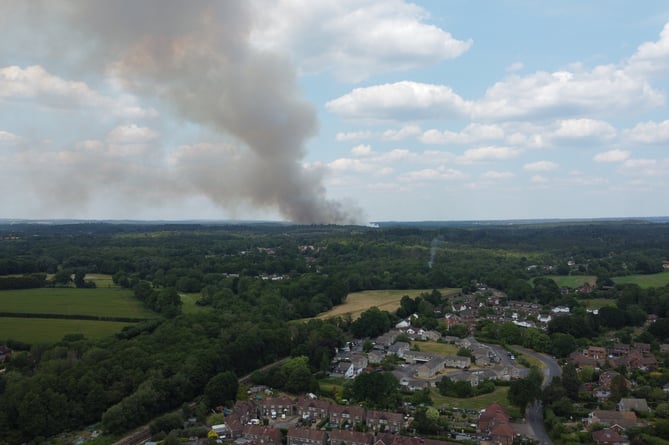 Fire crews tackling huge wildfire on the MOD-owned Longmoor Ranges near ...