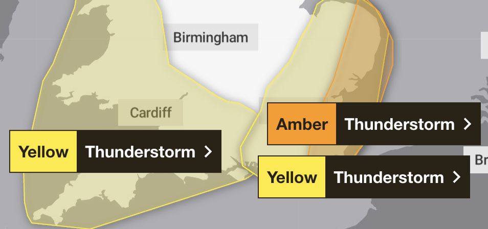 Thunderstorm warnings issued for Hampshire and Surrey ...
