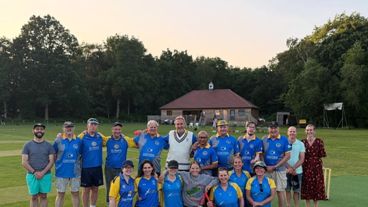 Cricketers remember not to run in fun match at Pirbright ...